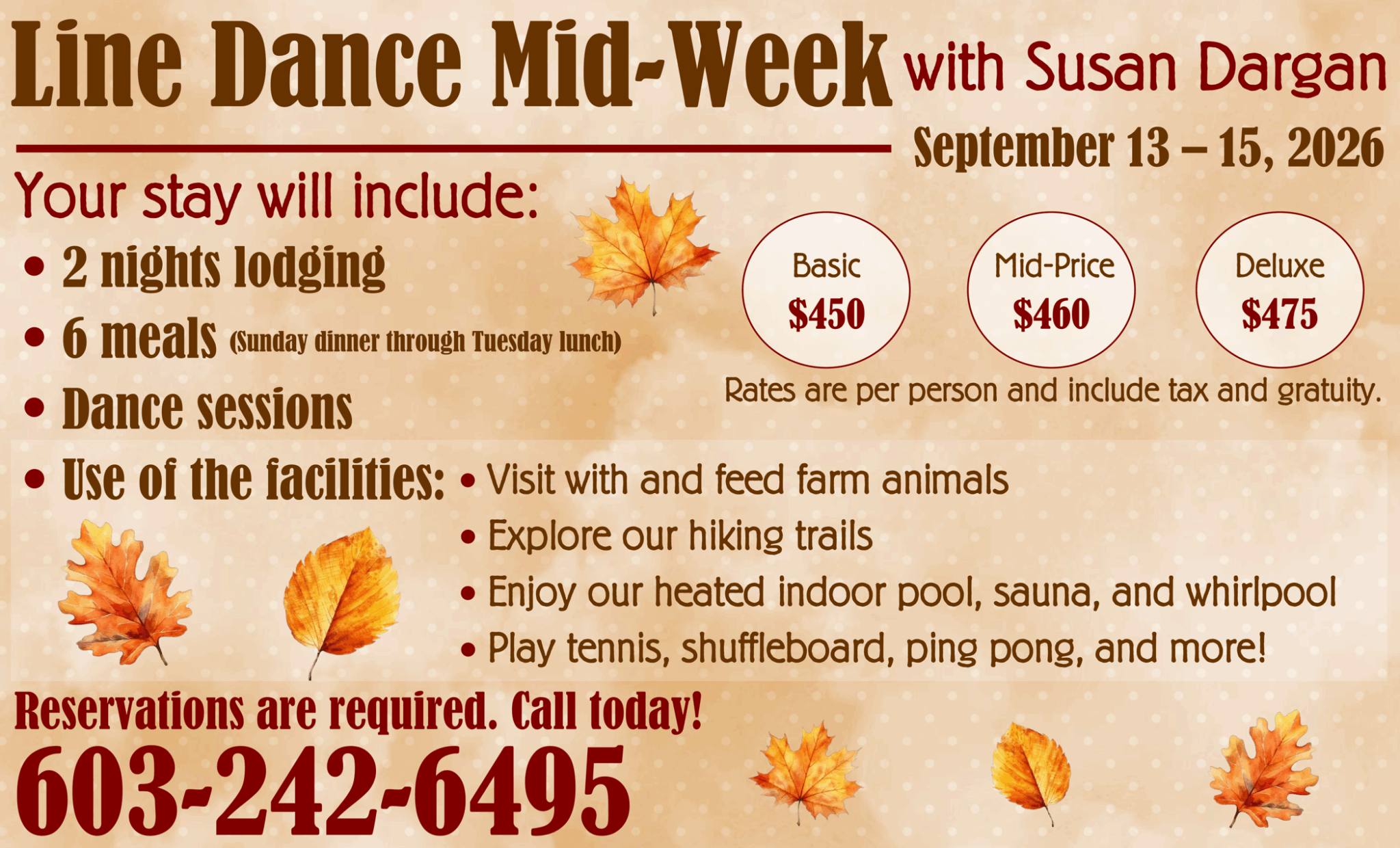 Susan Dargan Line Dance Mid-Week 2026 | The Inn at East Hill Farm